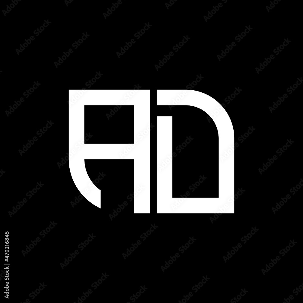 AD letter logo design on black background.AD creative initials letter ...