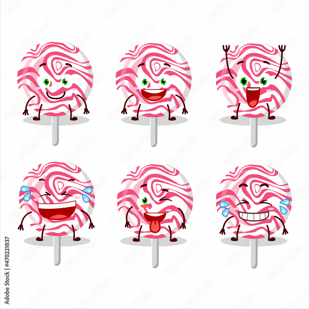 Cartoon character of pink swirl candy with smile expression Stock ...