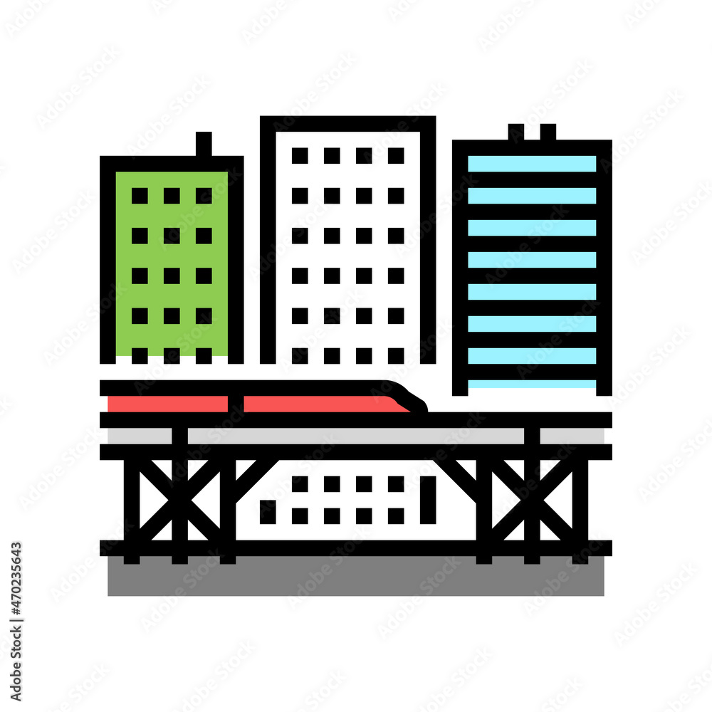 metro tram electric train transport station color icon vector. metro ...