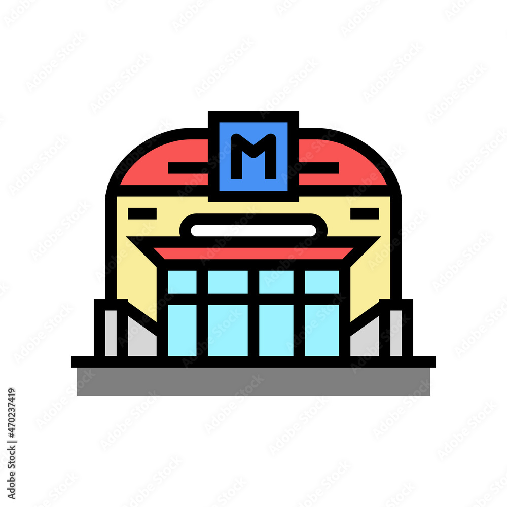 metro station color icon vector. metro station sign. isolated symbol ...