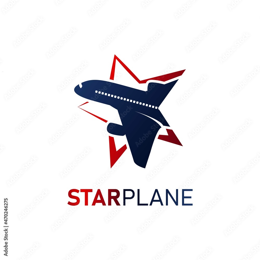 Star Plane Logo Design. With star, aircraft, and airplane icon. On ...
