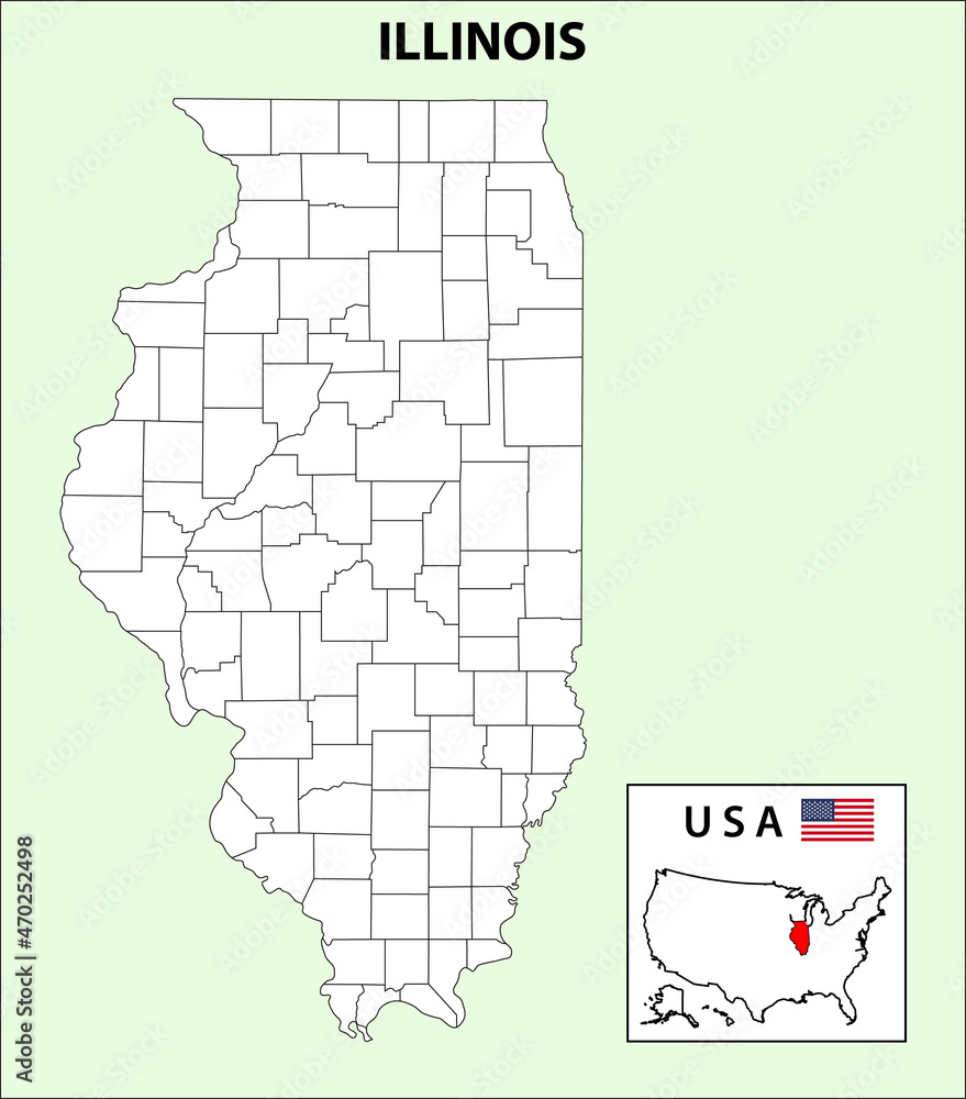 Illinois Map. State and district map of Illinois. Administrative and ...