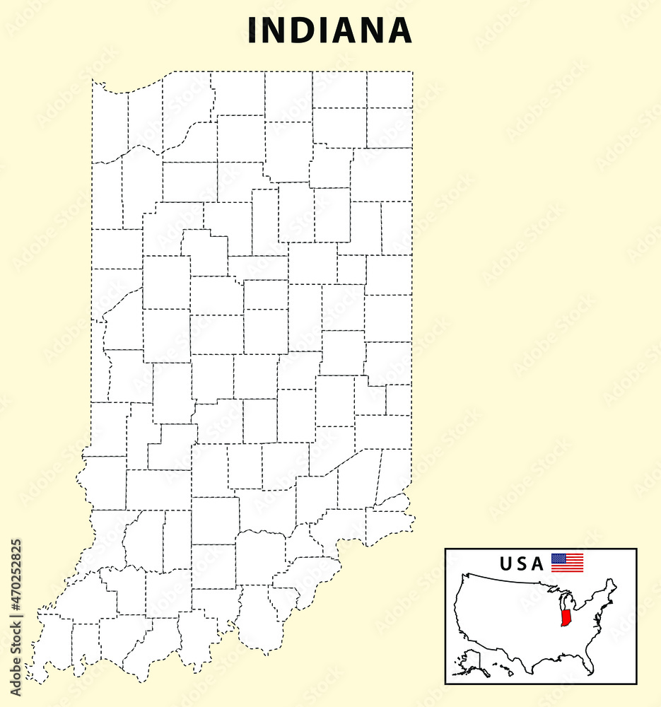 Indiana Map. State and district map of Indiana. Administrative and ...
