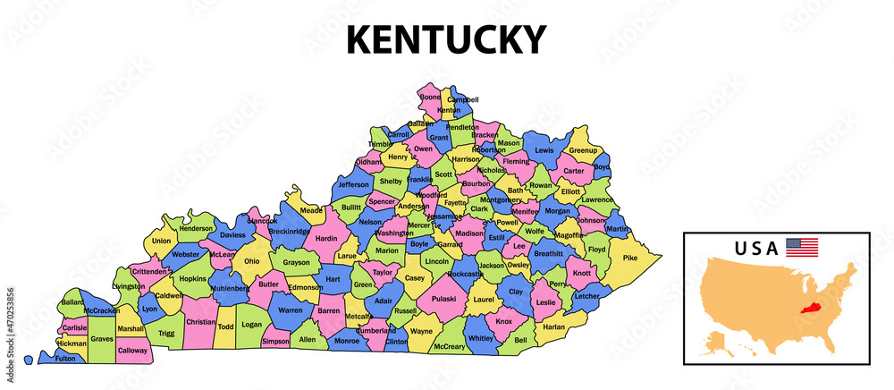 Kentucky Map. District map of Kentucky in 2020. District map of ...