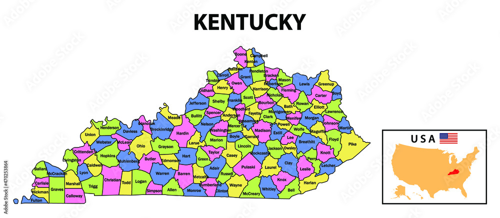 Vetor de Kentucky Map. District map of Kentucky in 2020. District map ...