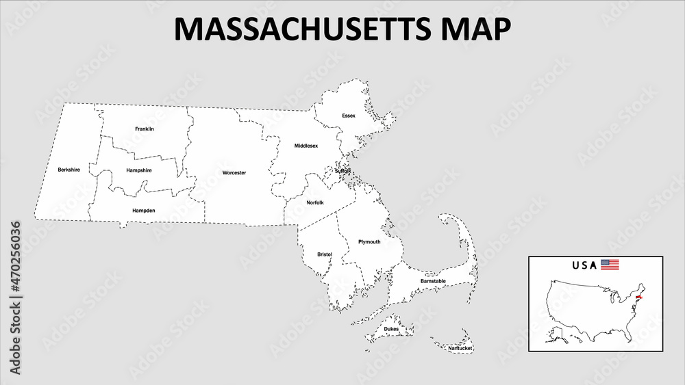 Massachusetts Map. State and district map of Massachusetts ...