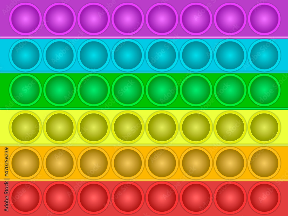 Fidget toy pattern. Popit sensory vector toy. Seamless rainbow popular ...