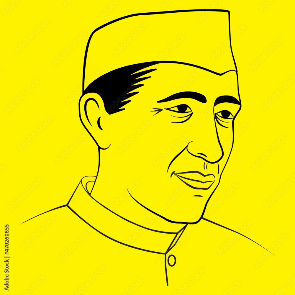 Jawaharlal Nehru vector illustration. Happy children's day in India ...