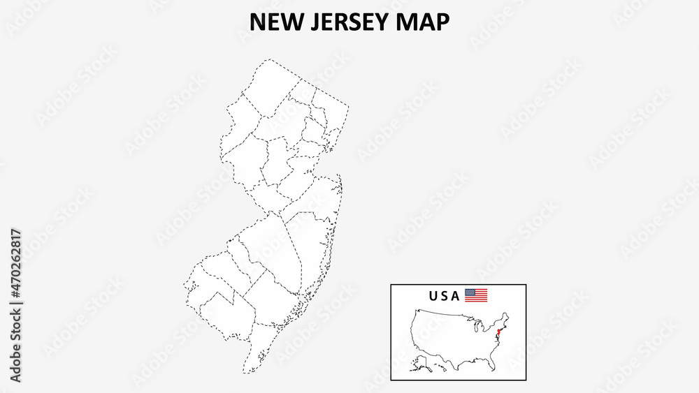 New Jersey Map. State and district map of New Jersey. Political map of ...