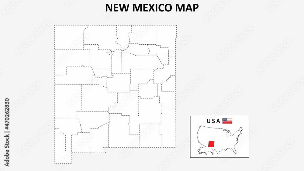 New Mexico Map. State and district map of New Mexico. Political map of ...