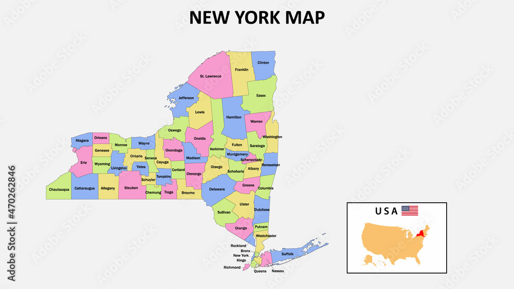 New York Map. District map of New York in District map of New York in ...