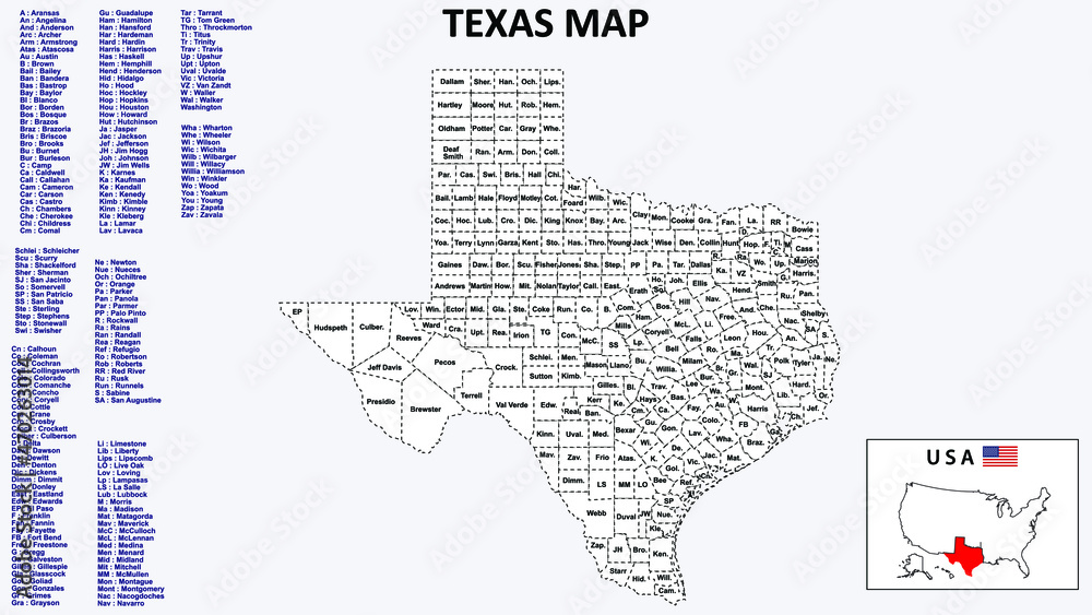 Texas Map. State and district map of Texas. Administrative map of Texas ...