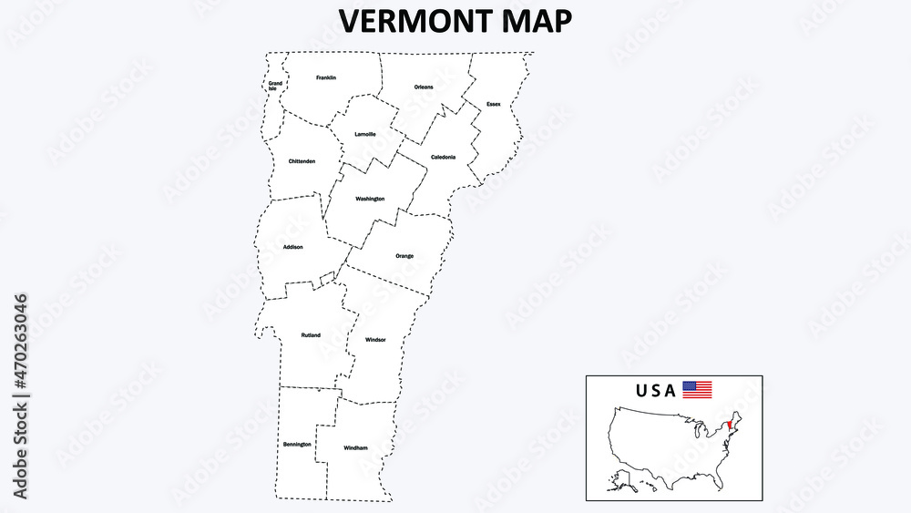 Vermont Map. State and district map of Vermont. Administrative map of ...