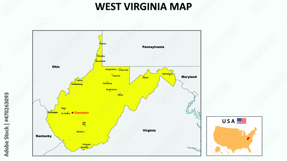 Vecteur Stock West Virginia Map State And District Map Of West Virginia Political Map Of West