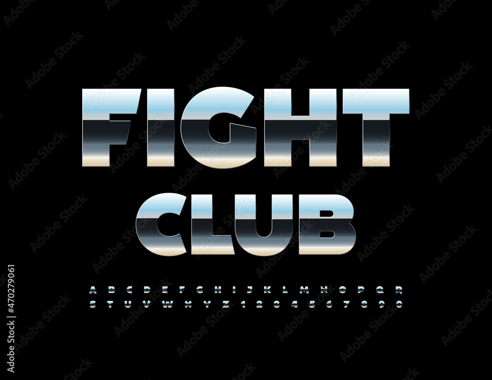Vector modern emblem Fight Club. Glossy steel Font. Set of Iron ...