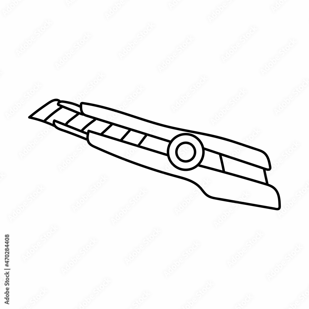 Vector continuous one single line drawing icon of cutter in silhouette ...