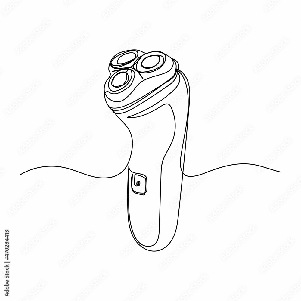 Vector continuous one single line drawing icon of electric shaver in ...