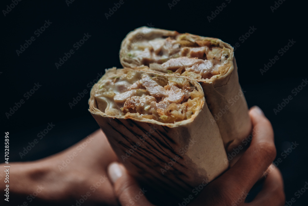 shawarma chicken pita fast food Stock Photo | Adobe Stock