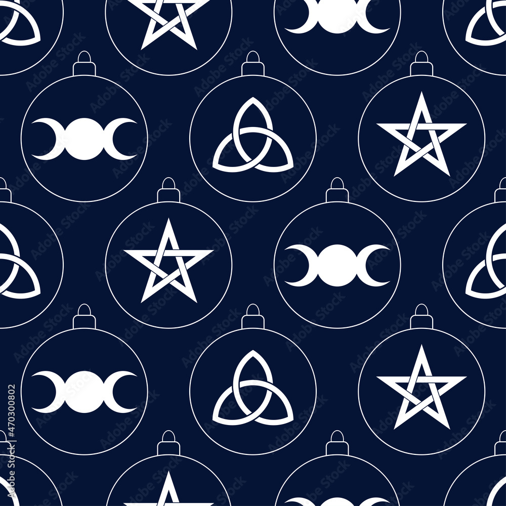 Esoteric christmas seamless pattern with pagan symbol. Sign triquetra ...