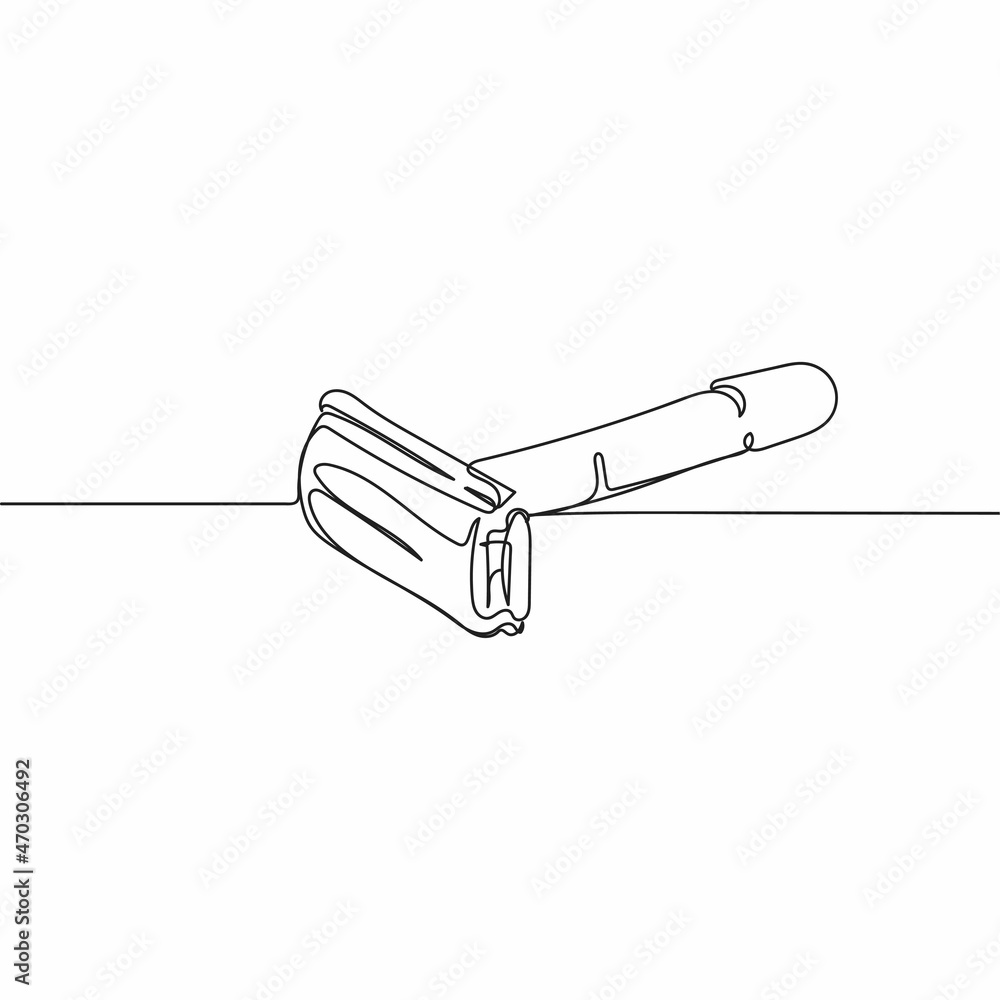 Vector continuous one single line drawing icon of classic razor in ...