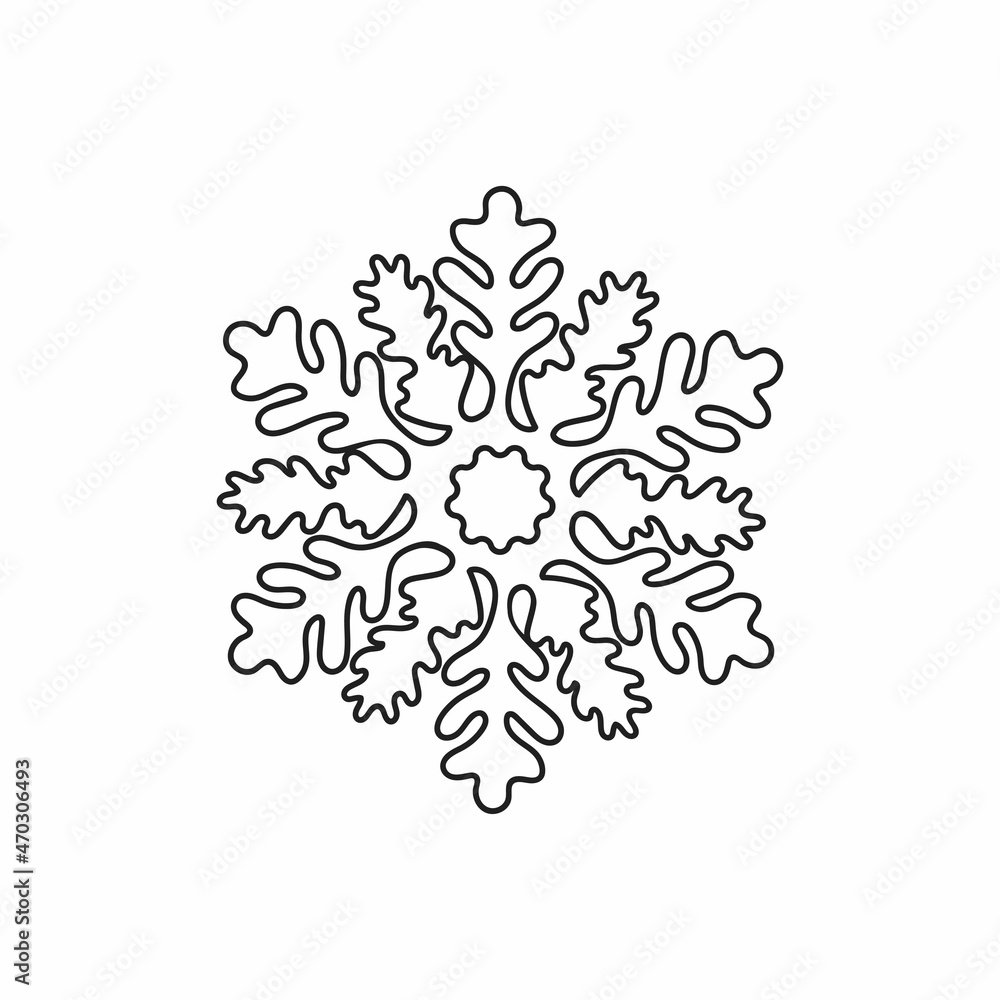 Drawing, engraving, ink, line art, vector illustration snowflake winter ...