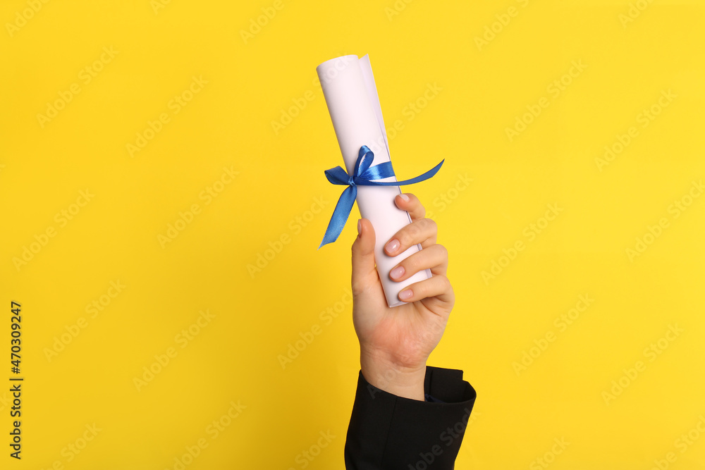 Rolled Diploma Blue Ribbon