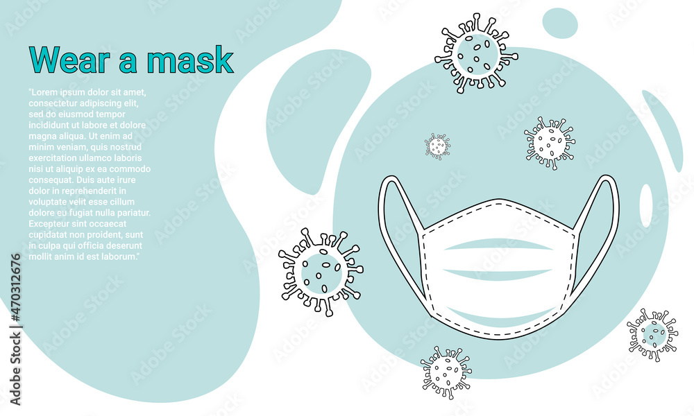 Vetor de Wear a mask.Prohibitive information warning about quarantine ...