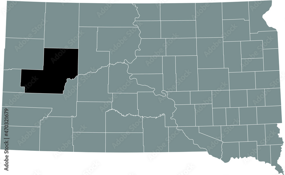 Black highlighted location map of the Meade County inside gray ...