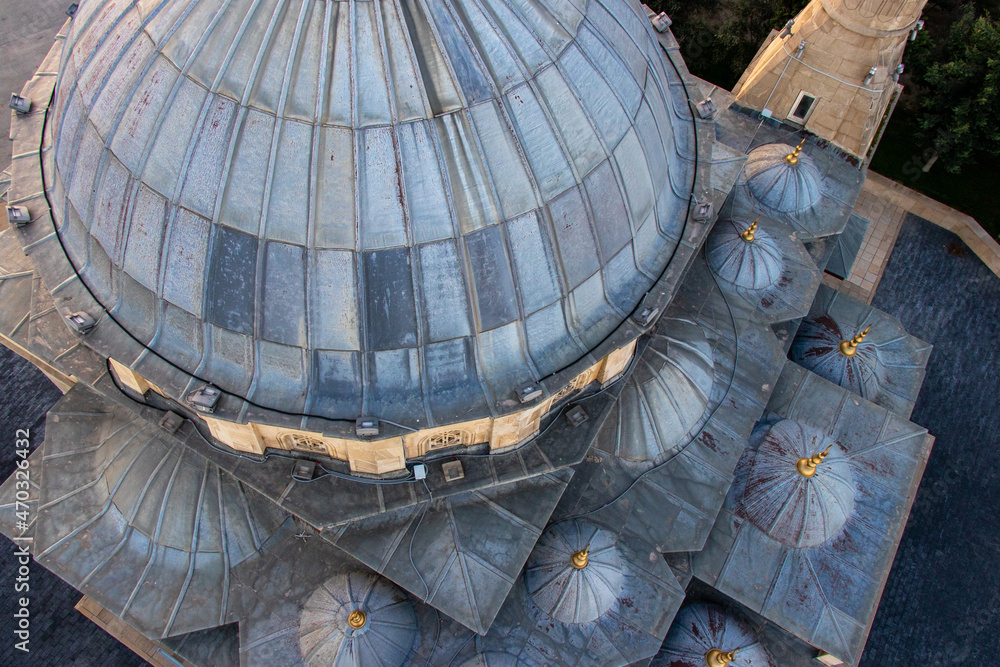 Baku Martyrs Mosque. The photo showing an aerial view of a ...