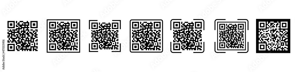 QR code icon set.Scan QR code.QR code frames scan me for mobile ...