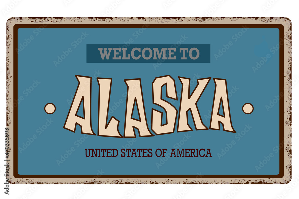 Welcome to Alaska vintage poster vector illustration. States of america ...