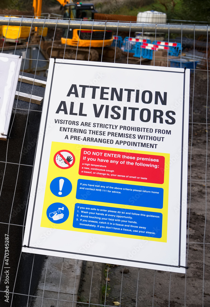 Construction site health and safety message rules sign board signage on ...