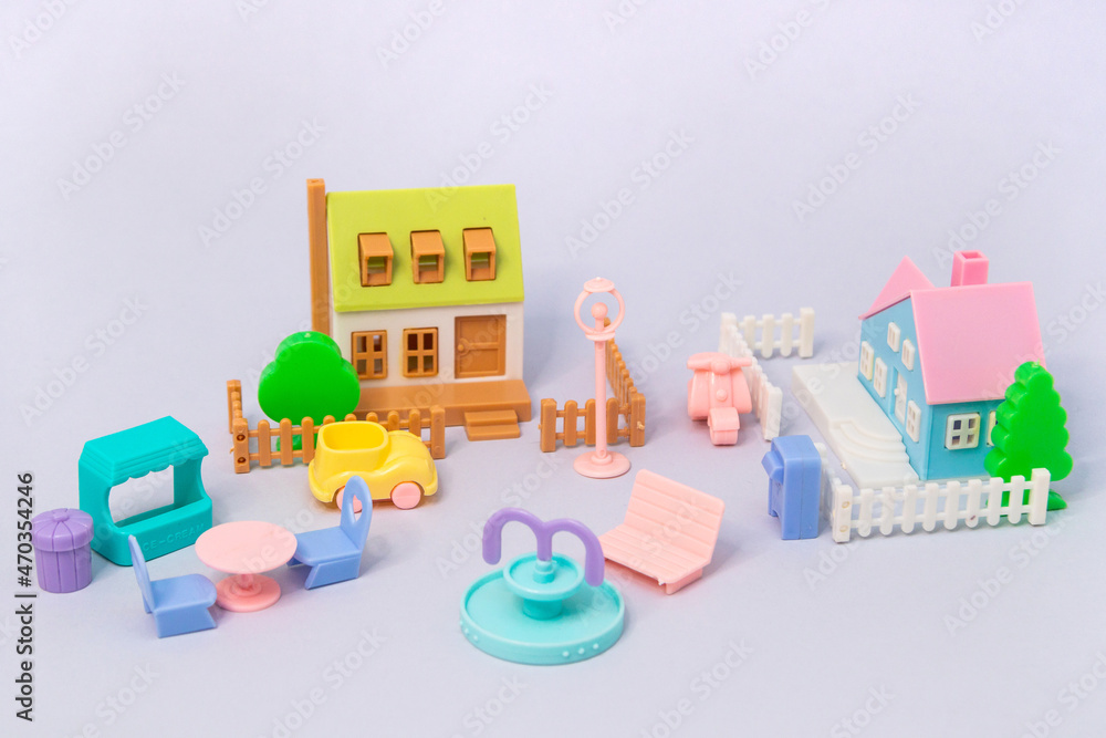 Plastic houses model of the city and environment Stock Photo | Adobe Stock
