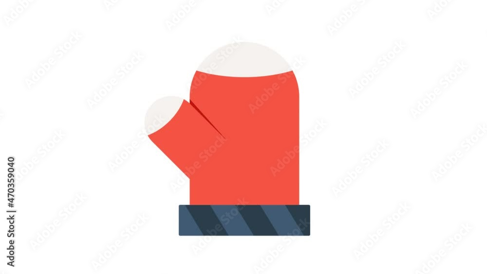 Red mittens animation icon. 4k motion video illustration. Flat design ...