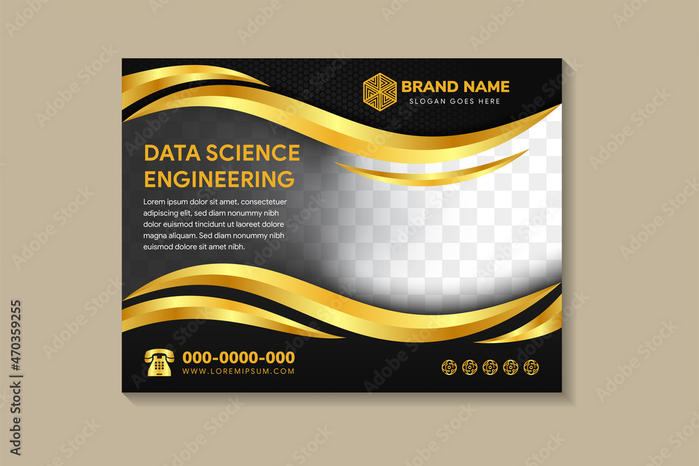 data science engineering flyer design template. Gold Brochure ...