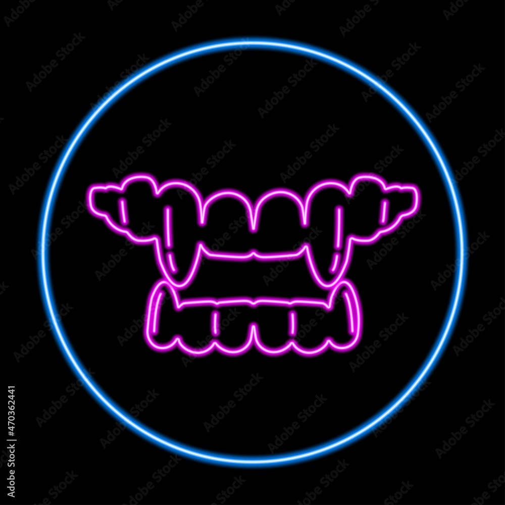 Vampire fangs neon sign, modern glowing banner design, colorful modern ...
