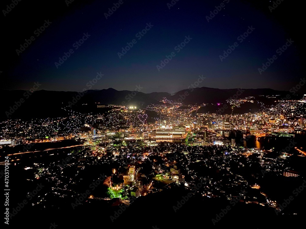 Night view of Mt. Inasa, Nagasaki, one of the three major night views ...