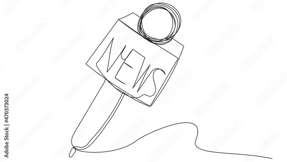 Self-drawing Microphone with the inscription News in one line on a ...