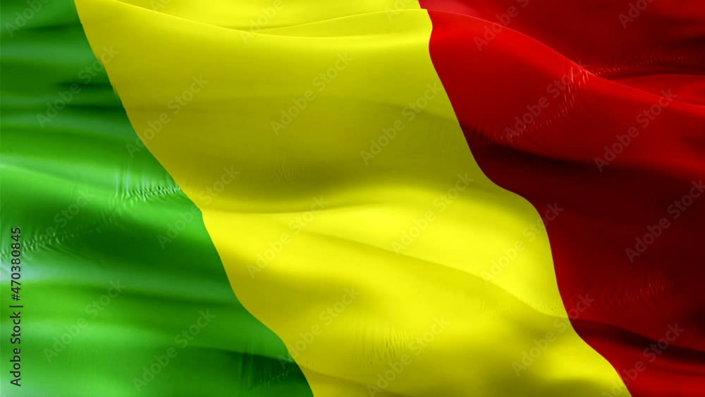 Malian flag. National 3d Mali flag waving. Sign of Malian seamless loop ...