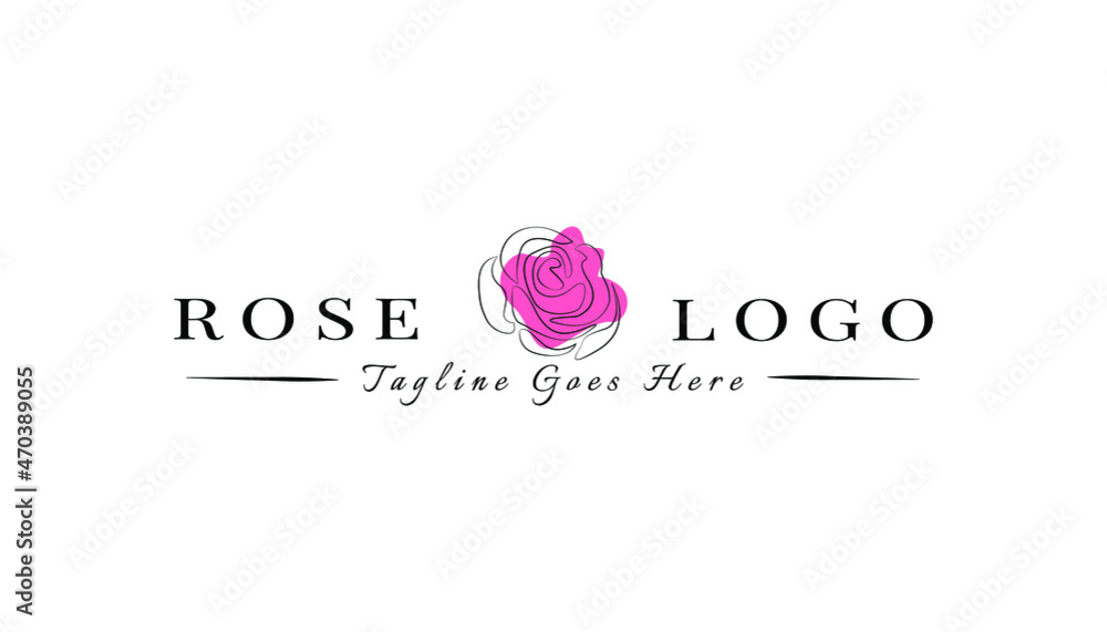 Rose logo vector element. Aesthetic line art rose logo design for ...