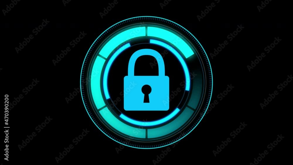 Lock icon. Cyber security of digital data network protection. On ...