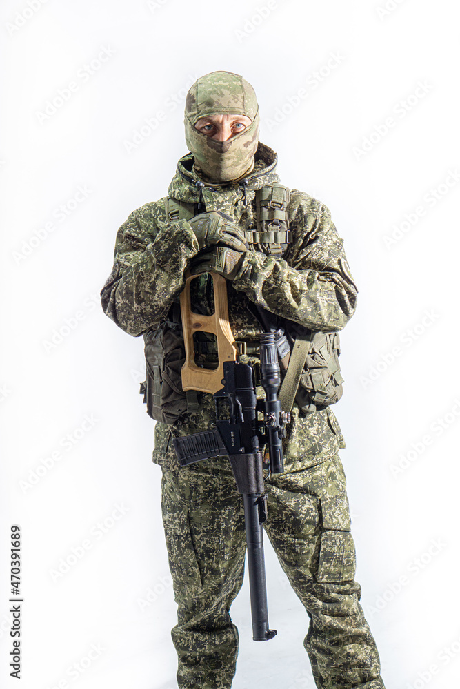 Members of the special purpose unit. A Russian special forces soldier ...