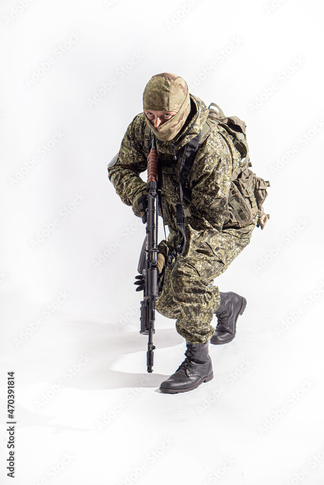 Members of the special purpose unit. A Russian special forces soldier ...