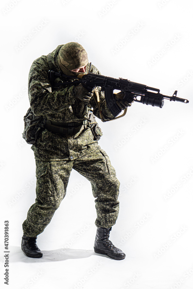 Members of the special purpose unit. A Russian special forces soldier ...
