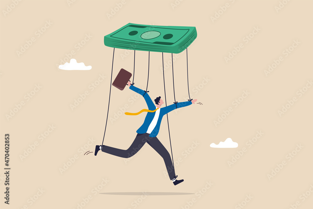 Vecteur Stock Being controlled by money, capitalism, greedy working ...