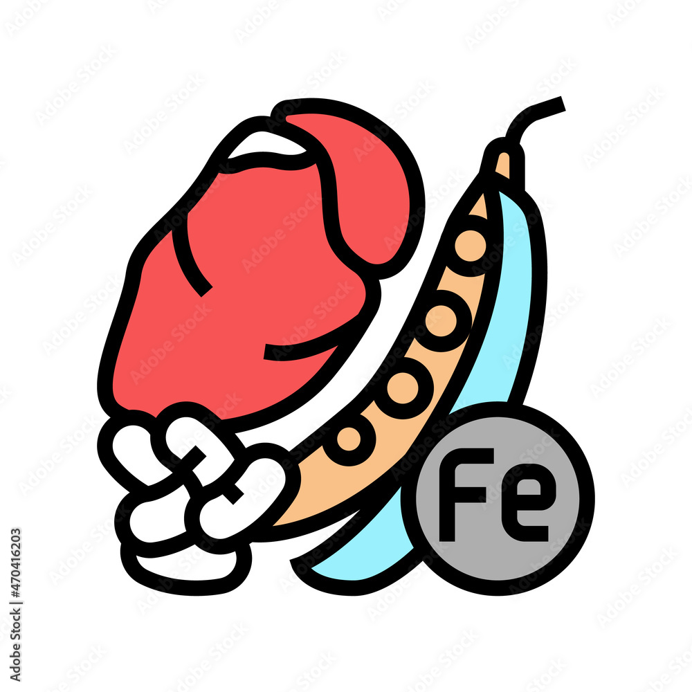 foods high in iron color icon vector. foods high in iron sign. isolated ...