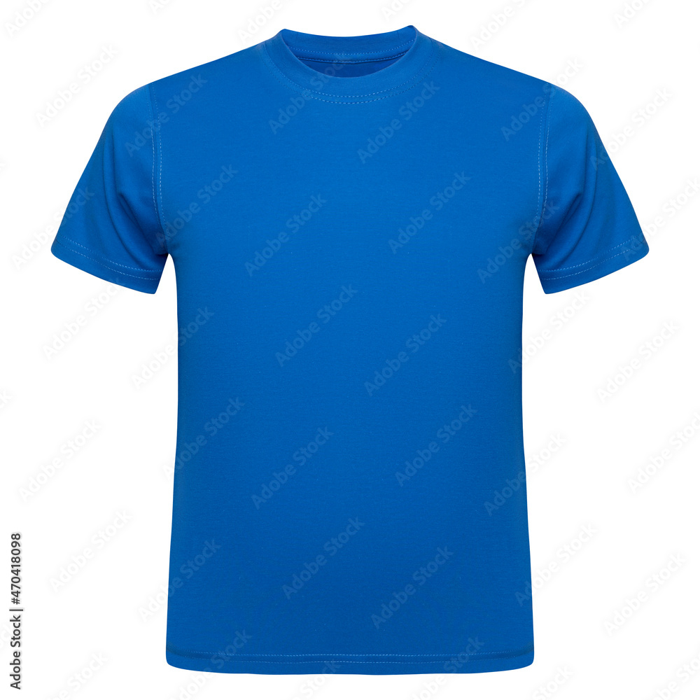Blue T-shirt template men isolated on white. Tee Shirt blank as design ...