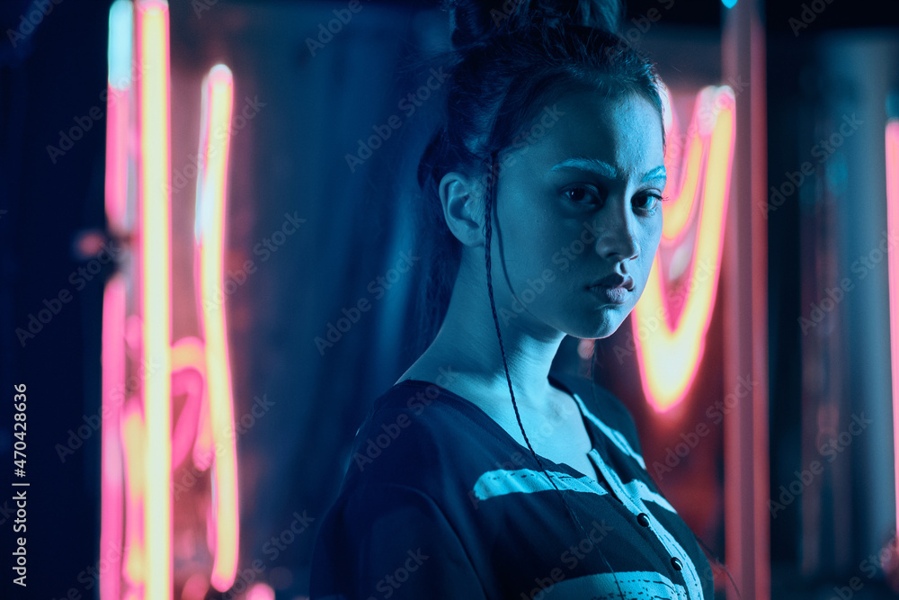 Futuristic portrait of generation z asian girl Stock Photo | Adobe Stock
