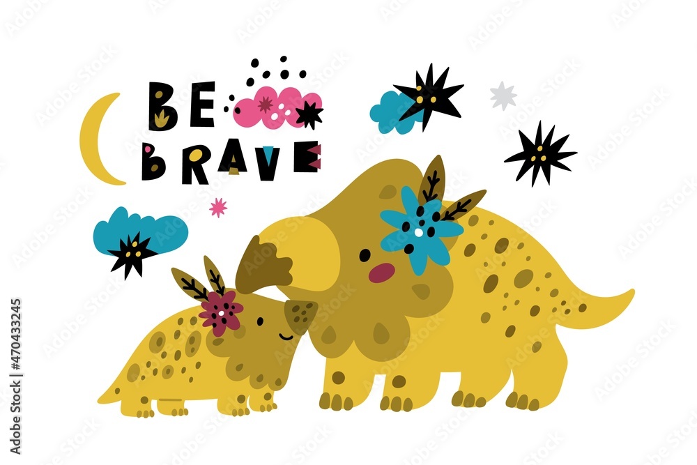 Cute dino family. Dinosaur mother and child. Kids and parents love ...