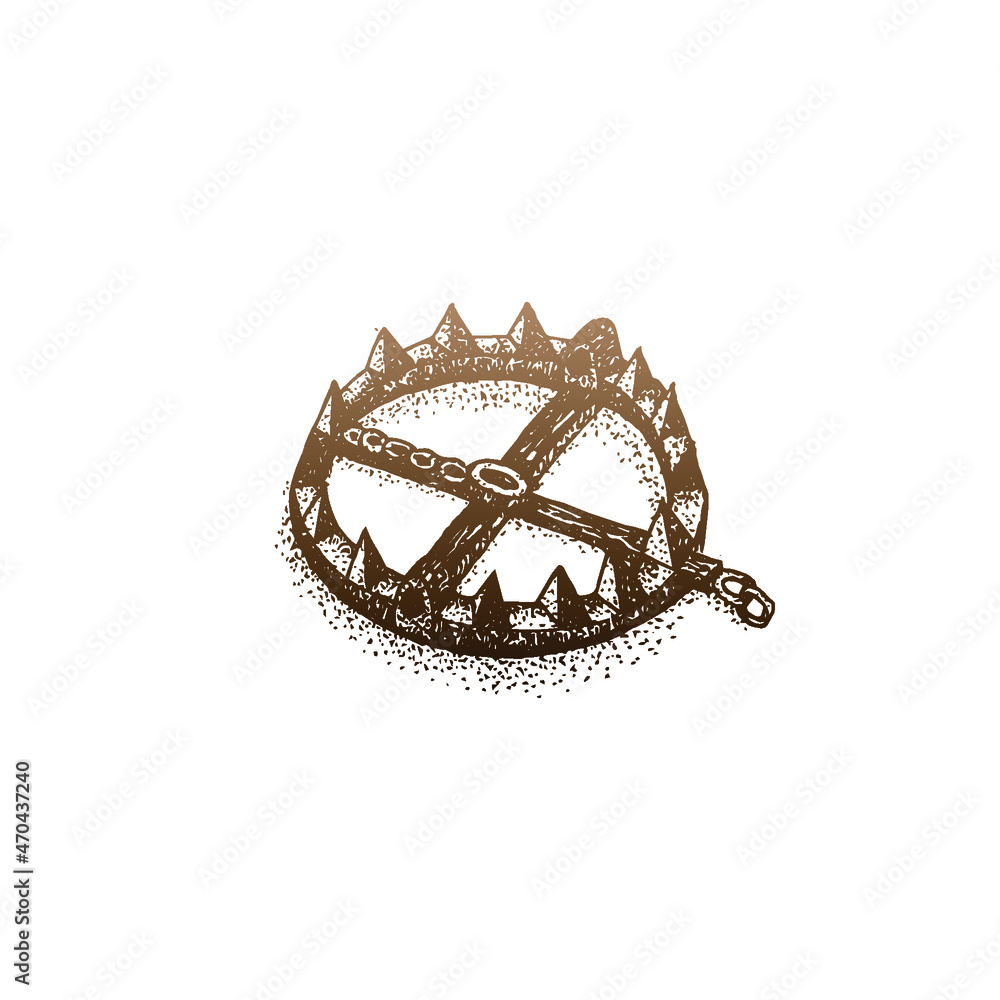 Dotwork Bear Trap Gradient. Vector Illustration of Hand Drawn Design ...